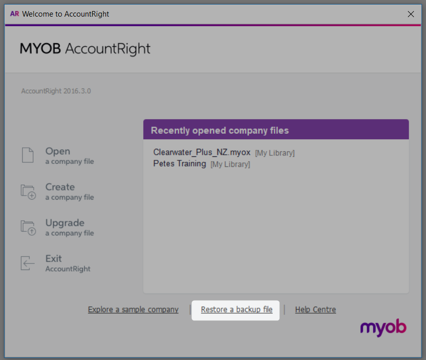 How to reset the MYOB AccountRight Clearwater file – The Career Academy ...